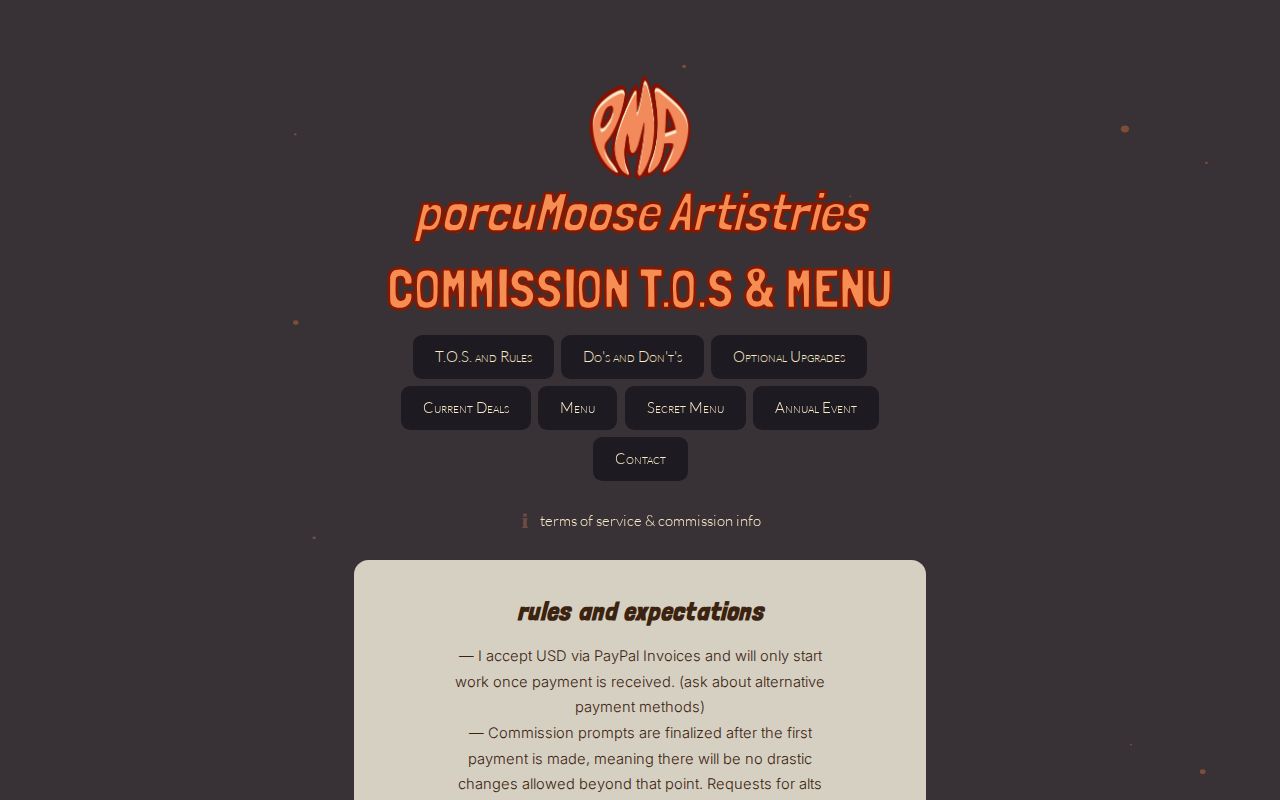 art commission menu
